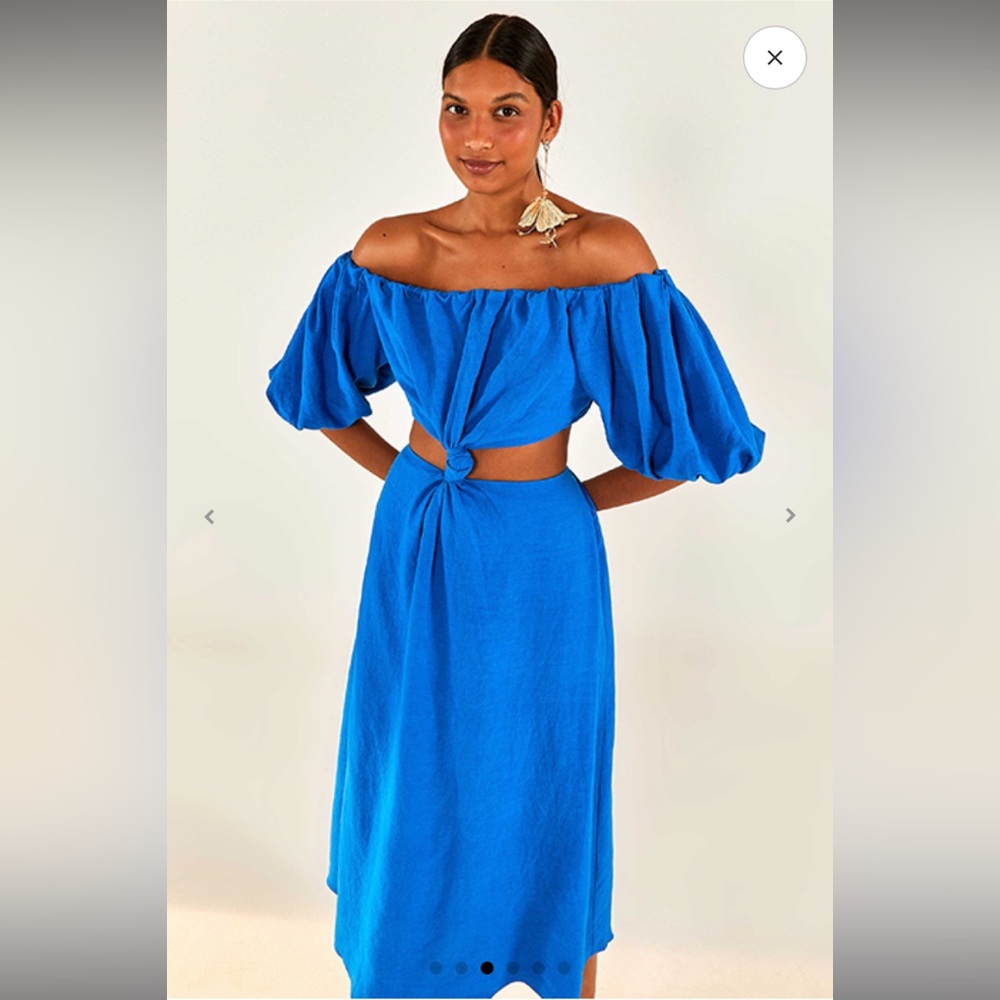 Farm Rio Blue Knot Midi Dress - Gem